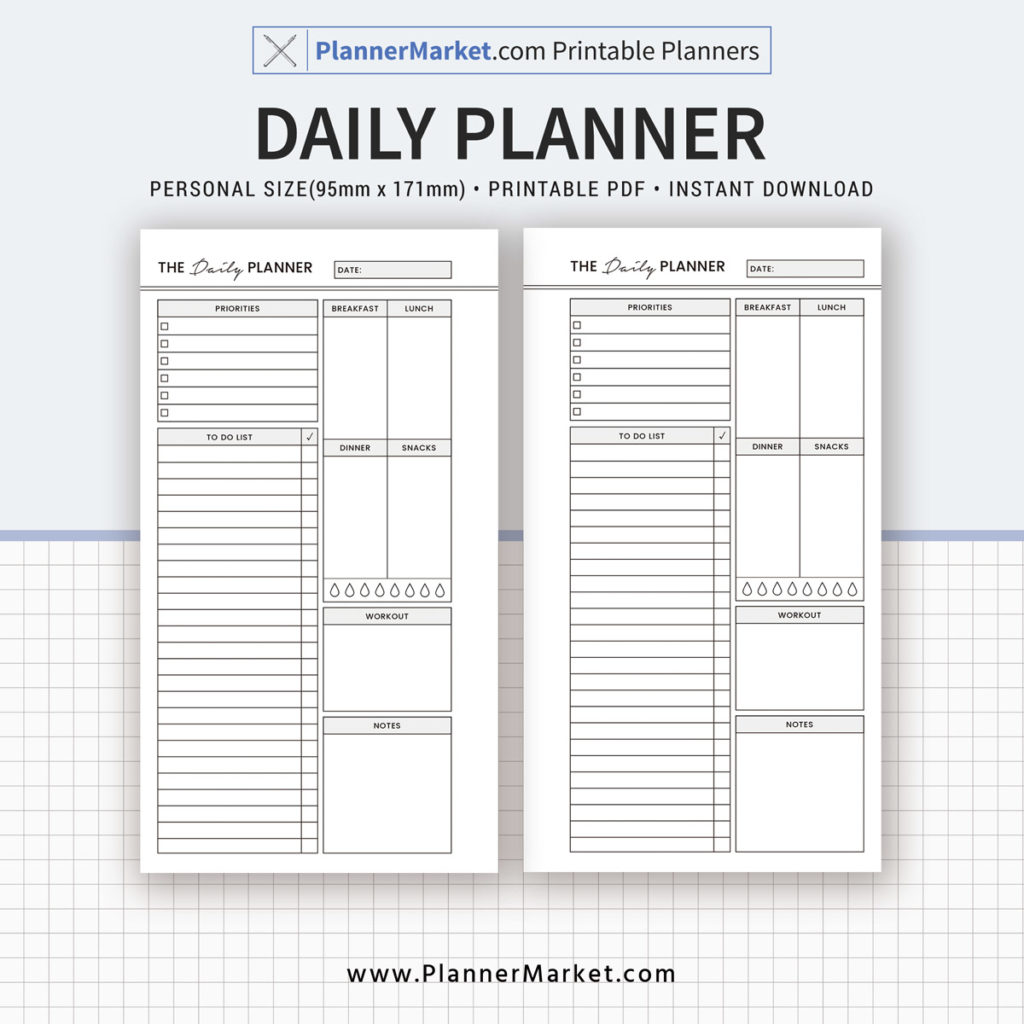 Daily Planner, Personal Size Inserts, Planner Refill, Planner Binder ...