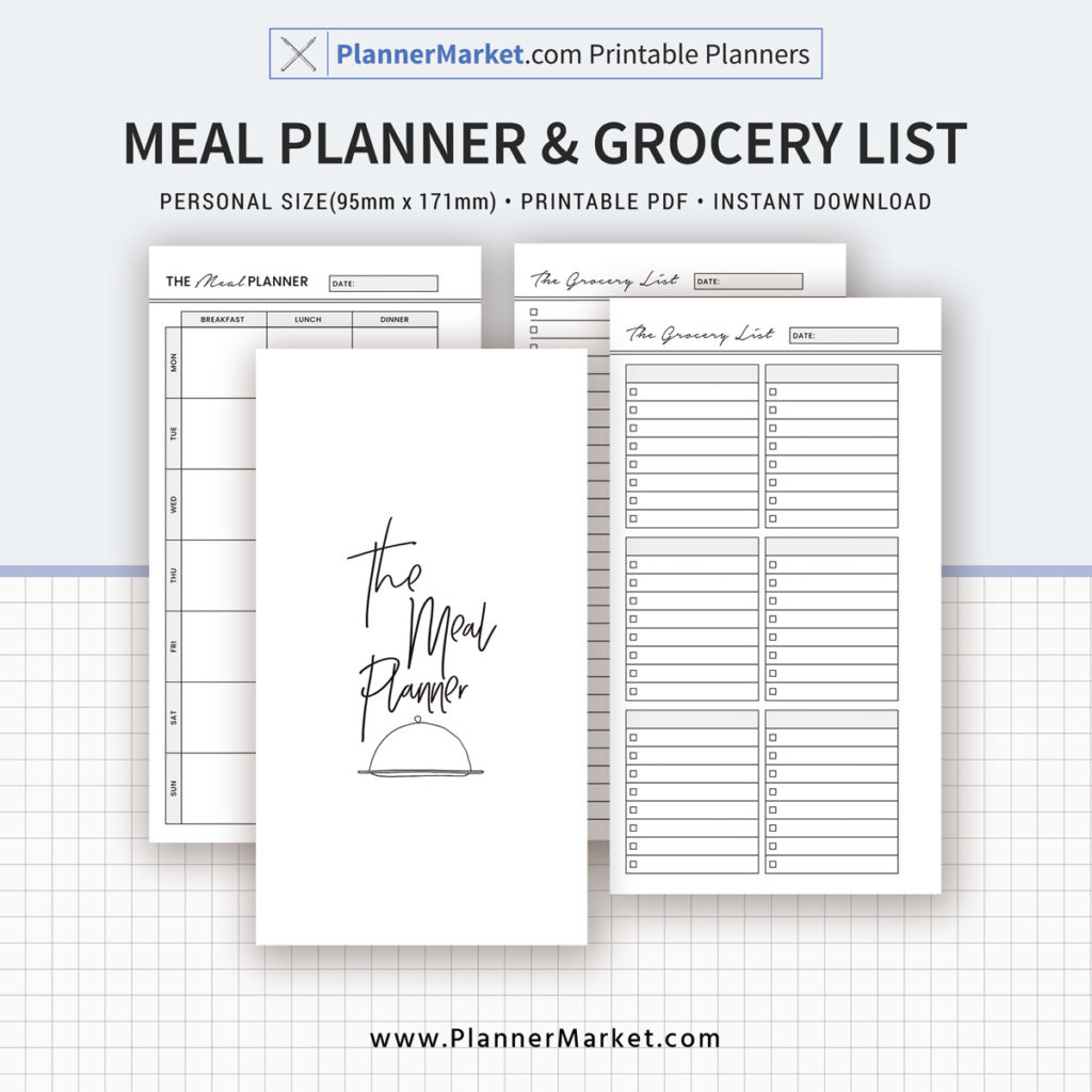 Meal Planner, Menu Planner, Grocery List, Planner Printable, Personal ...