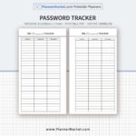 Password Tracker Inserts, Personal Size, Planner Binder, Printable ...