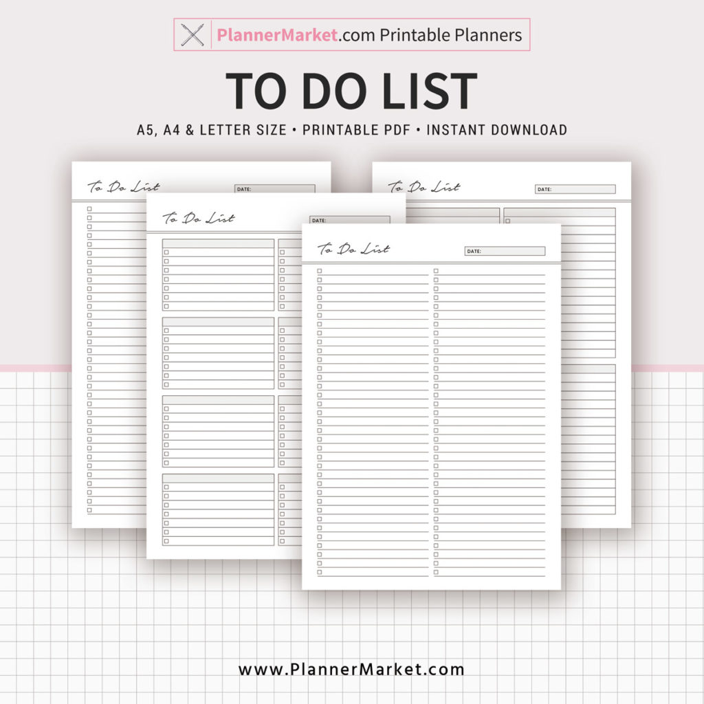 To Do List, A5, A4, Letter Size, Printable Planner Template, Planner ...