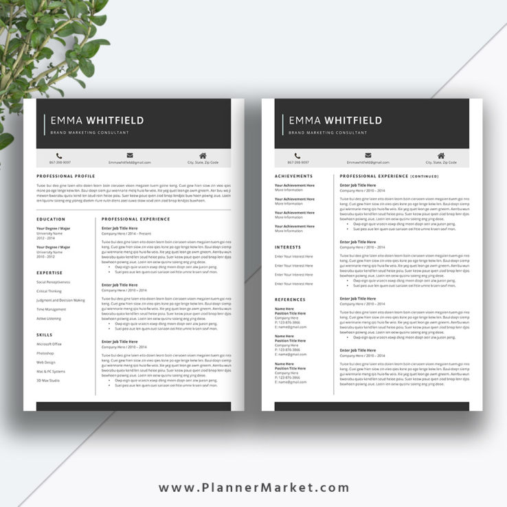 Professional Resume Template, MS Word CV Template, Creative Resume ...