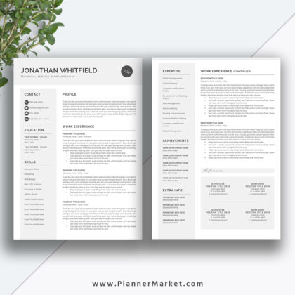Modern Resume Template for MS Word, Editable CV Template, Professional ...