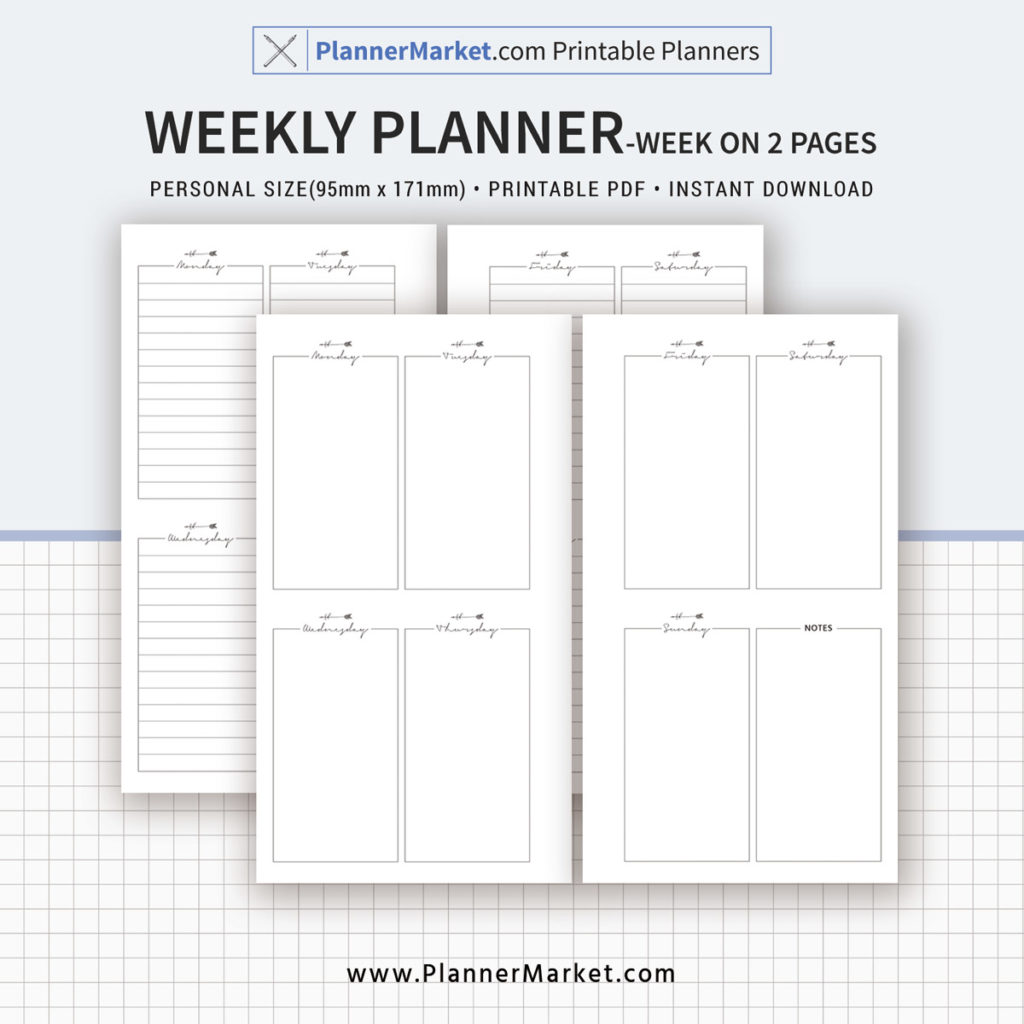 Weekly Planner, Weekly Schedule, Weekly Agenda, Week on 2 Pages ...