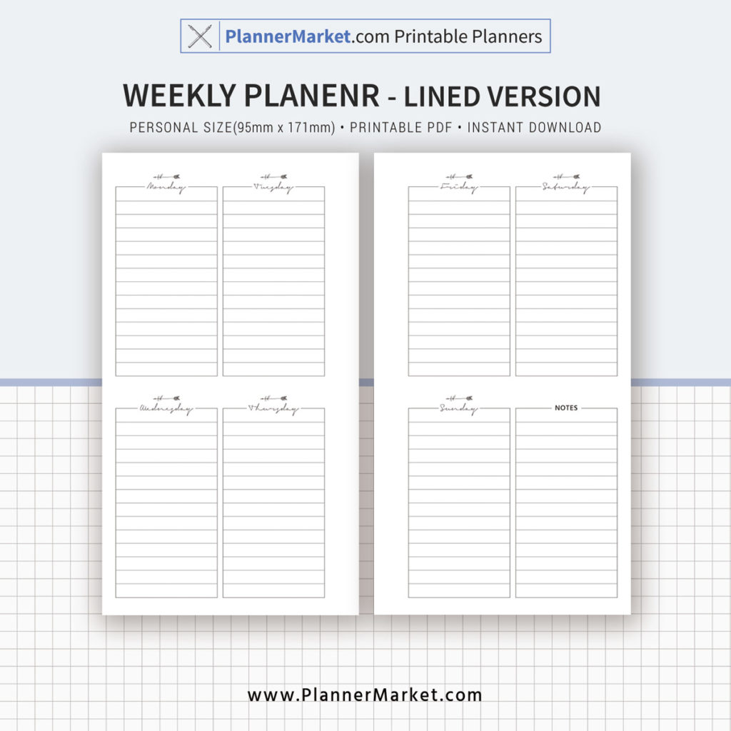 Weekly Planner, Weekly Schedule, Weekly Agenda, Week on 2 Pages ...